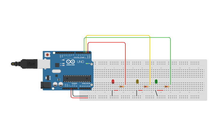 Circuit design Arduino Simulacion Semaforo Juan Munoz 7B | Tinkercad