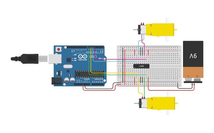 Circuit design CONTROLADOR L293 - Tinkercad