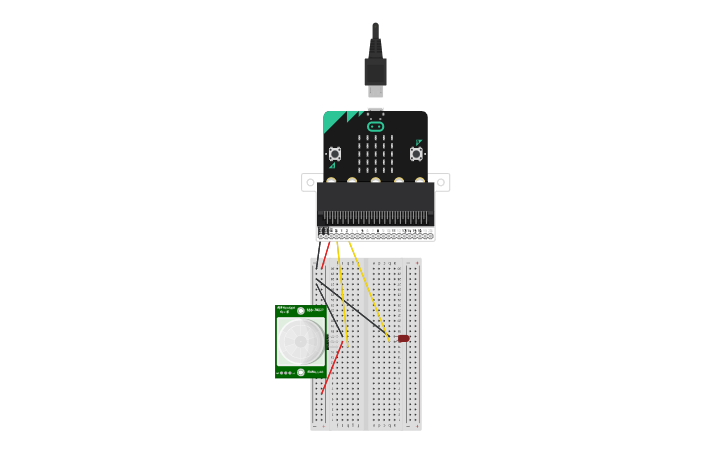 Circuit design MicroBit PIR LED - Tinkercad