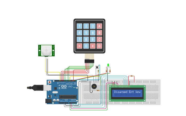Circuit design anti theft system - Tinkercad