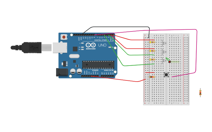 Circuit design Semáforo complexo - Tinkercad