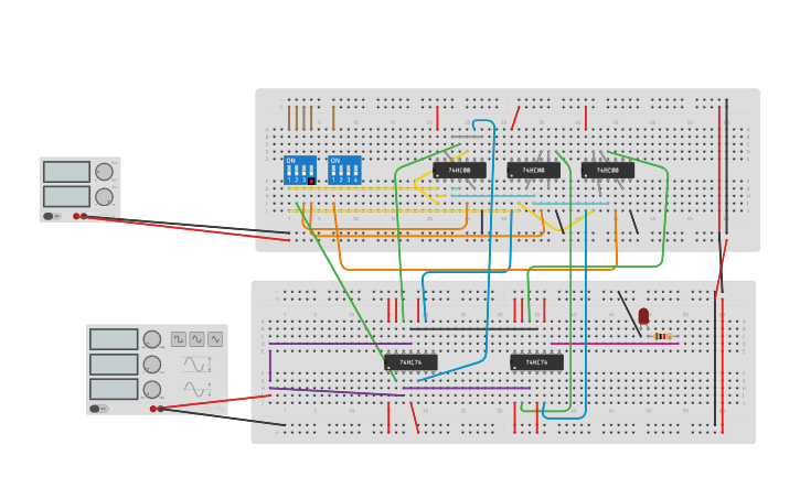 Circuit design Exp 10: 4-bit Parallel in Serial out shift register - Tinkercad