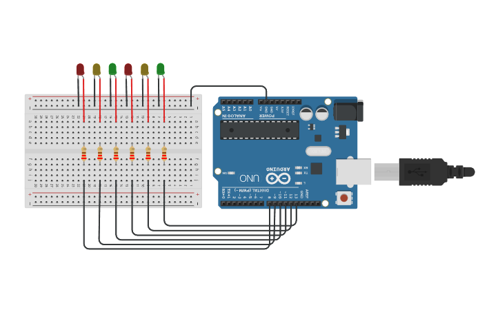 Circuit design Light Sequence - Tinkercad