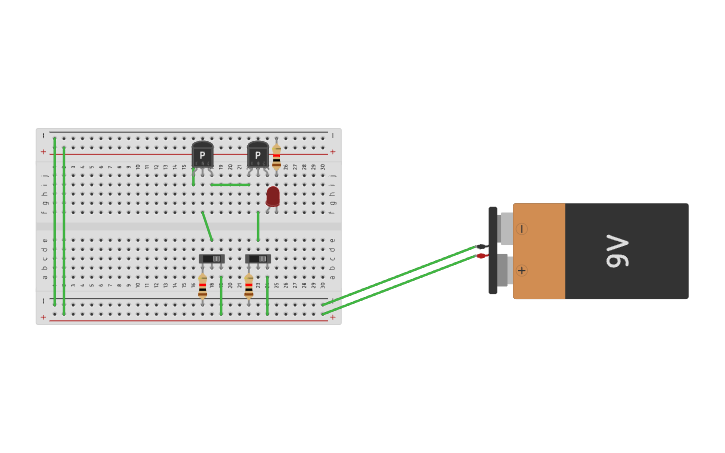 Circuit design AND gate using pnp - Tinkercad