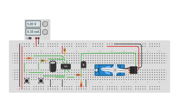Circuit design Practica 555 servo 2 | Tinkercad