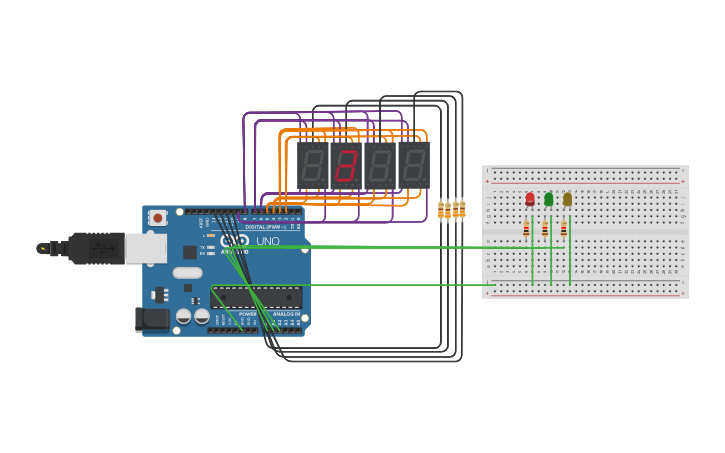 Circuit design Copy of 4-Digit 7-Segment Display Count | Tinkercad