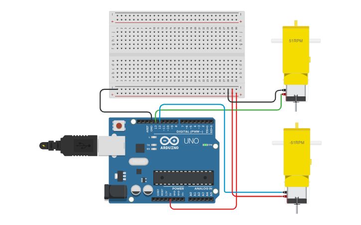 Circuit design DC-Motors-Forward-Reverse - Tinkercad