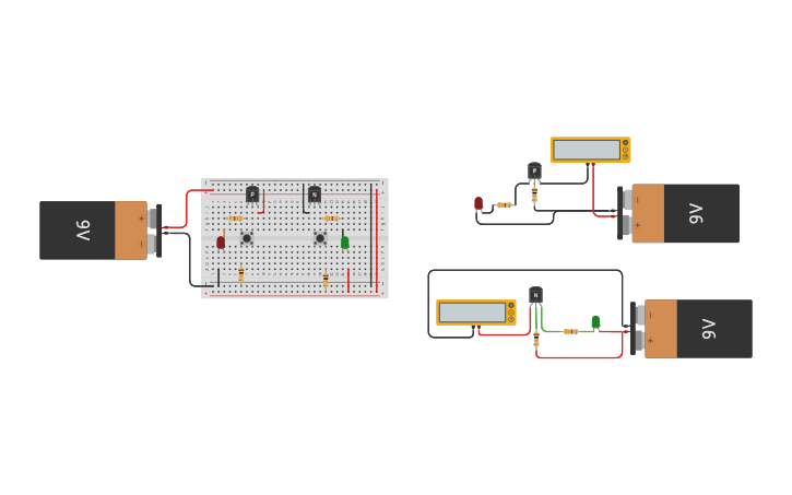 Circuit design Transistor PNP y NPN-CTO1-ElecNiñoN3-Junio2021 - Tinkercad