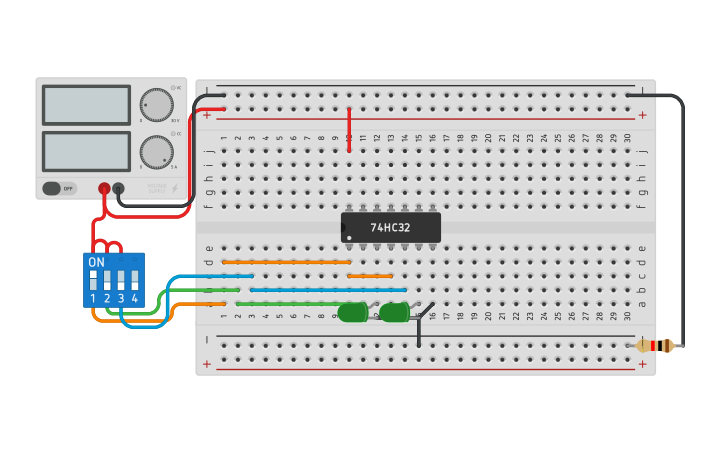 Circuit design 4,2 encoder - Tinkercad