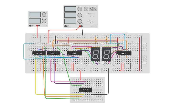 Circuit design Copy of Contador de 0 a 59 - Tinkercad Circuit design Copy of Contador de 0 a 59 - Tinkercad