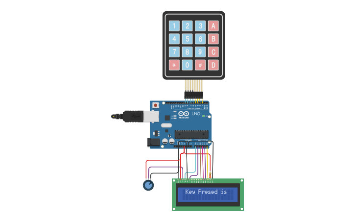 Circuit design Keypad 4x4 + LCD - Tinkercad