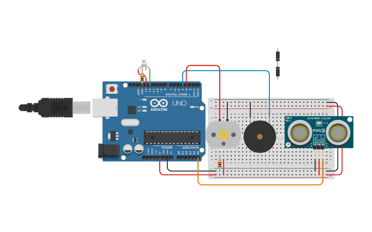 Circuit design proximity speed control | Tinkercad