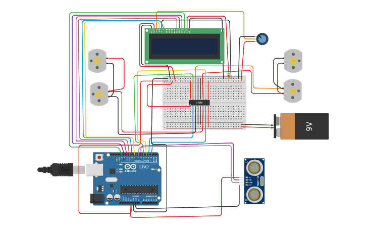 Circuit design obstacle avoiding robo - Tinkercad