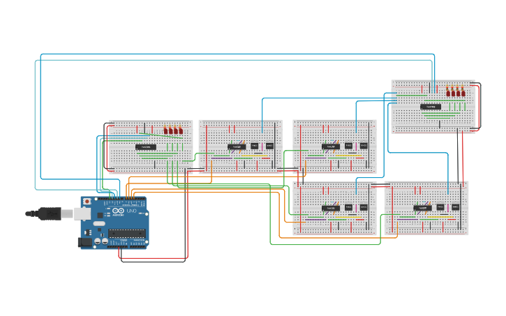 Circuit design Data transfer using Tri-state Buffer - Tinkercad