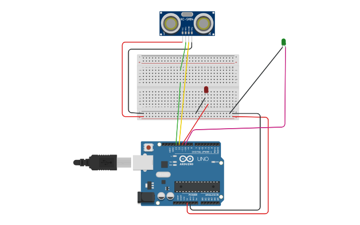 Circuit design distance sensor - Tinkercad