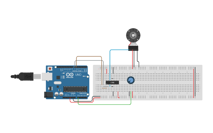 Circuit design Motor CC con codificador - Tinkercad