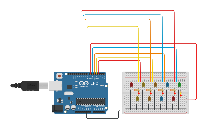 Circuit design Soriano John Activity #1 (Arrays & Loops) - Tinkercad