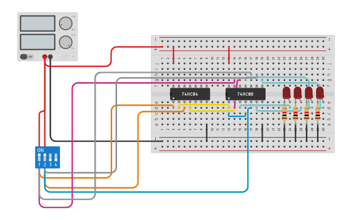 Circuit Design 2x4 Decoder Tinkercad