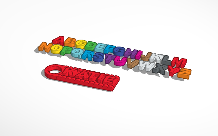 3D design Key Ring, Letters! - Tinkercad