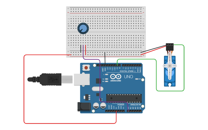Circuit Design Potentiometer Servo Tinkercad