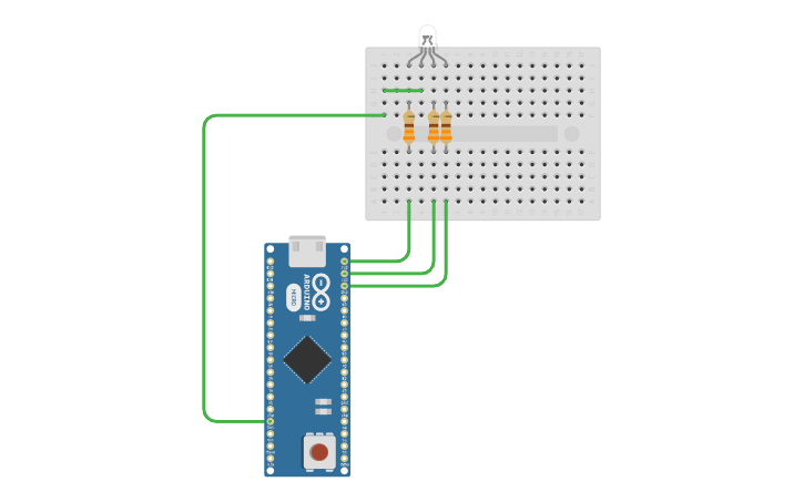 Circuit design Arduino Micro + RGB LED - Tinkercad