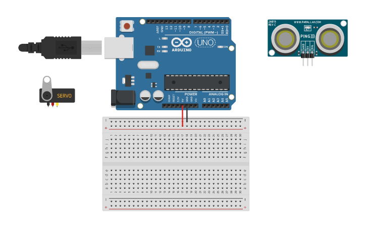 Circuit design Arduino Radar - Tinkercad
