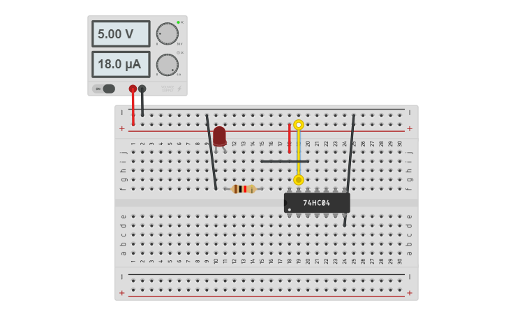 Circuit design 74hc04 | Tinkercad