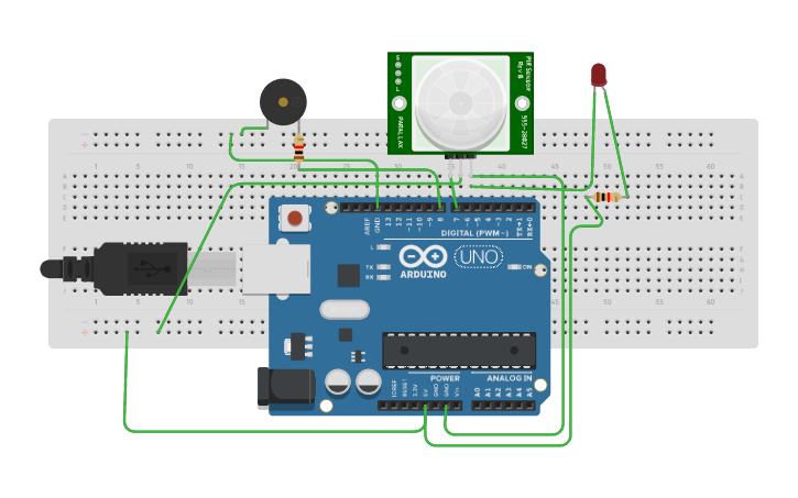 Circuit design human body detection - Tinkercad