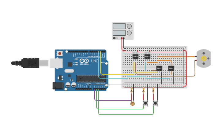 Circuit design dc motor inverter | Tinkercad