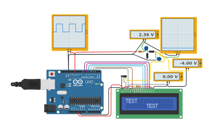 Circuit design Negative Voltage with Arduino (Vee) - Tinkercad