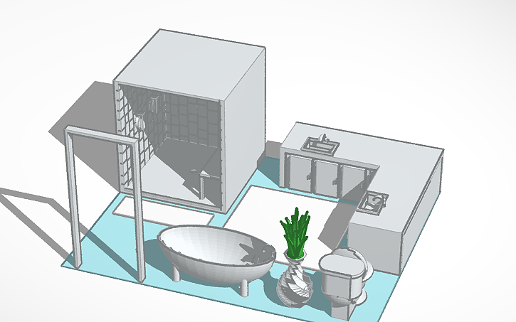 3D design Modern Bathroom - Tinkercad