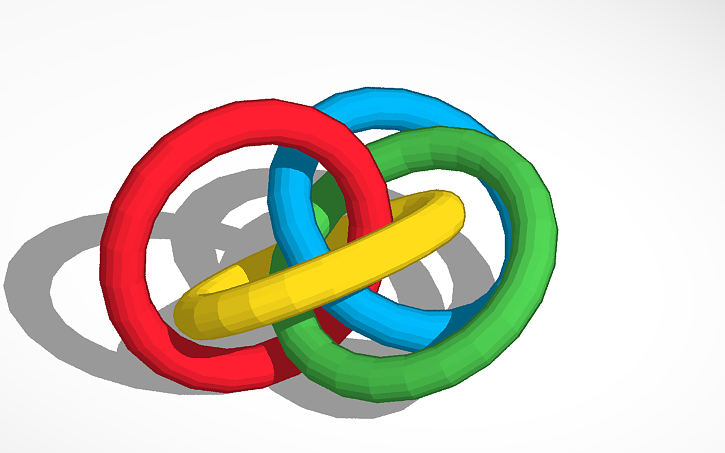 3D design 4 Interlocking Rings - Tinkercad