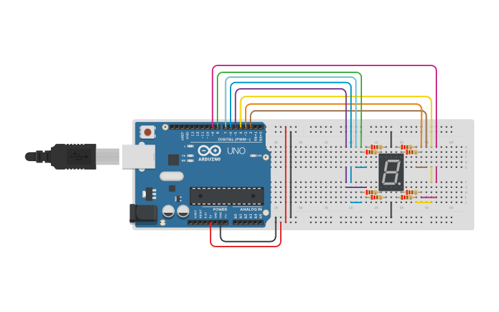Circuit design Display a 7 segmenti - Tinkercad