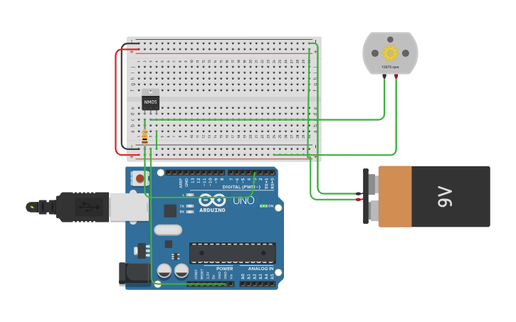 Circuit design Motor-mosfet-pwm - Tinkercad