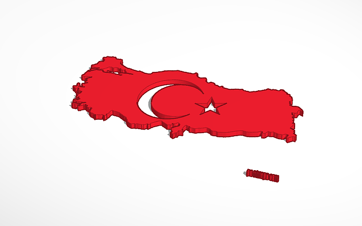 3D design Turkey Flag and Map /Türkiye haritası ve bayrağı - Tinkercad