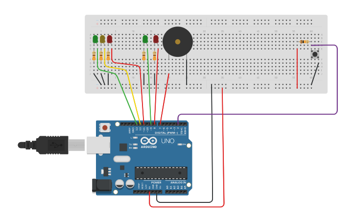 Circuit design Pelican crossing - Tinkercad