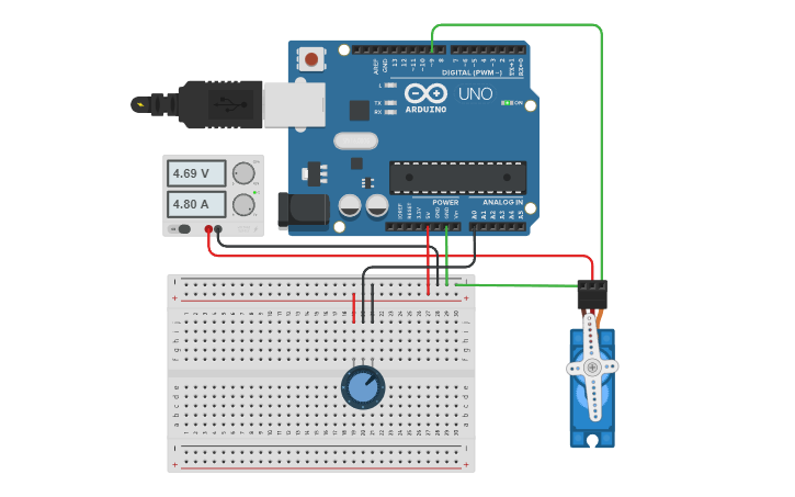 Circuit Design Continuous Servo With Potentiometer Tinkercad