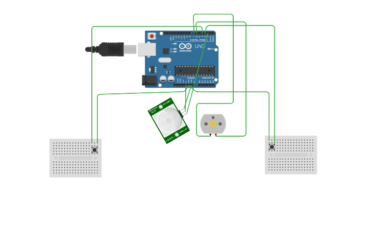 Circuit design Automatic gate control - Tinkercad