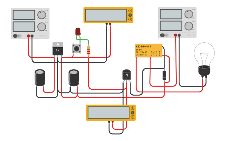 Circuit design 5v Regulator and Relay Funcion - Tinkercad