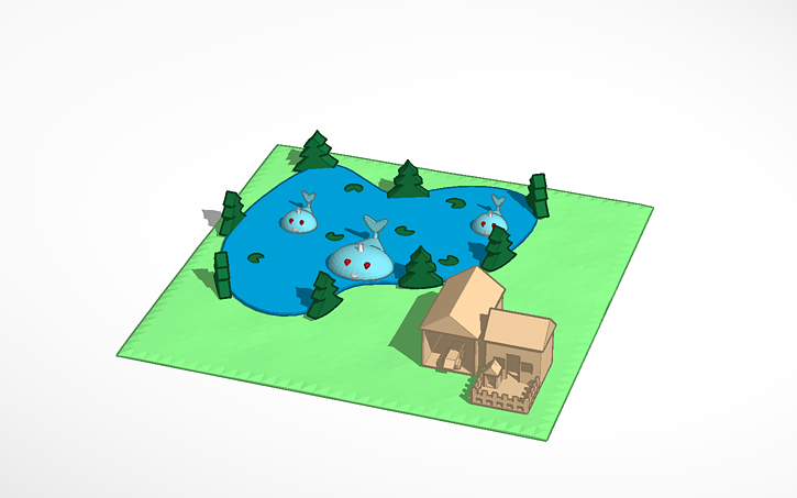 3D design awesome house with narwhal pool in the backyard ...