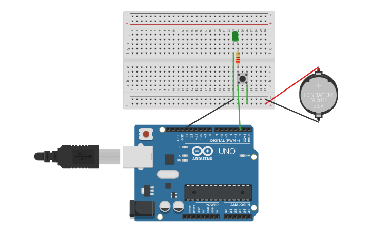 Circuit Design Led Con Pulsante Tinkercad