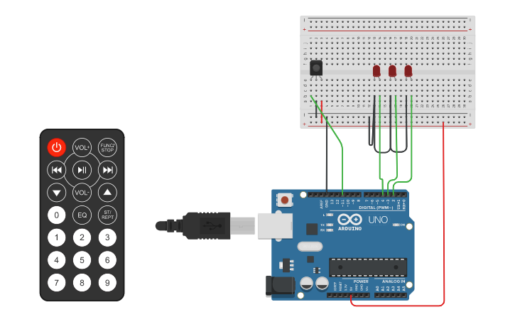 Circuit design IR REMOTE PRACTICAL | Tinkercad