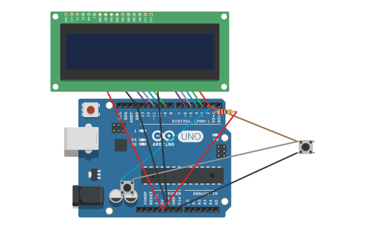 Circuit design Arduino LCD Game - Tinkercad Circuit design Arduino LCD Game - Tinkercad