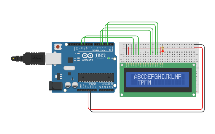 Circuit Design Lcd I2c 16x2 Arduino Tinkercad