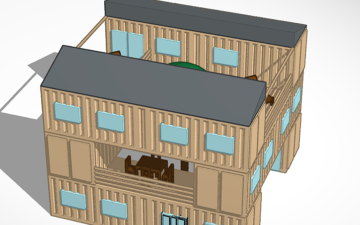 3D design 2 story container house | Tinkercad