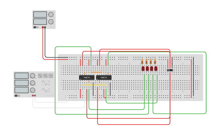 Circuit design ring counter - Tinkercad
