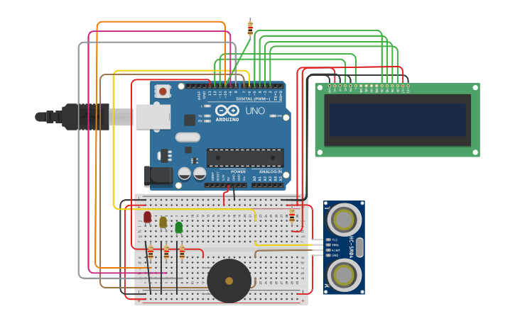 Circuit design Distance sensor - Tinkercad