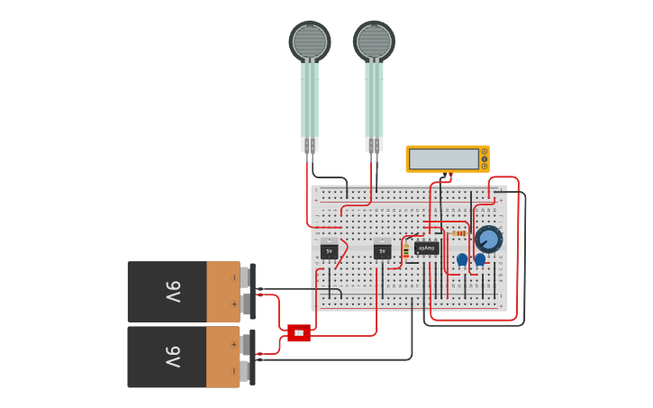 Circuit design strain gauge bridge - Tinkercad
