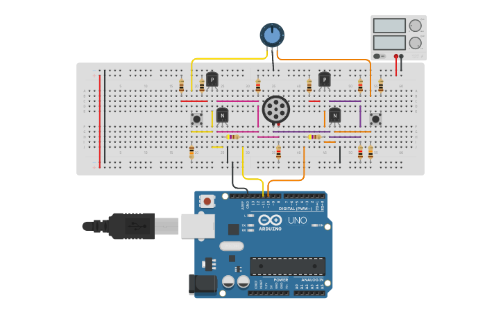 Circuit design Bipolar H-bridge circuit (arduino) v3.0 | Tinkercad