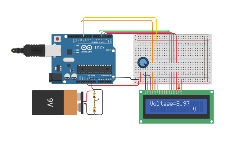 Circuit design Digital Voltmeter - Tinkercad